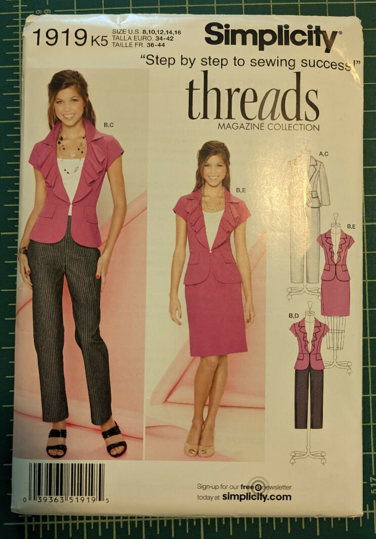 Simplicity 1919 Threads Collection Pants, Skirt & Jacket Sewing Patter – Destashify