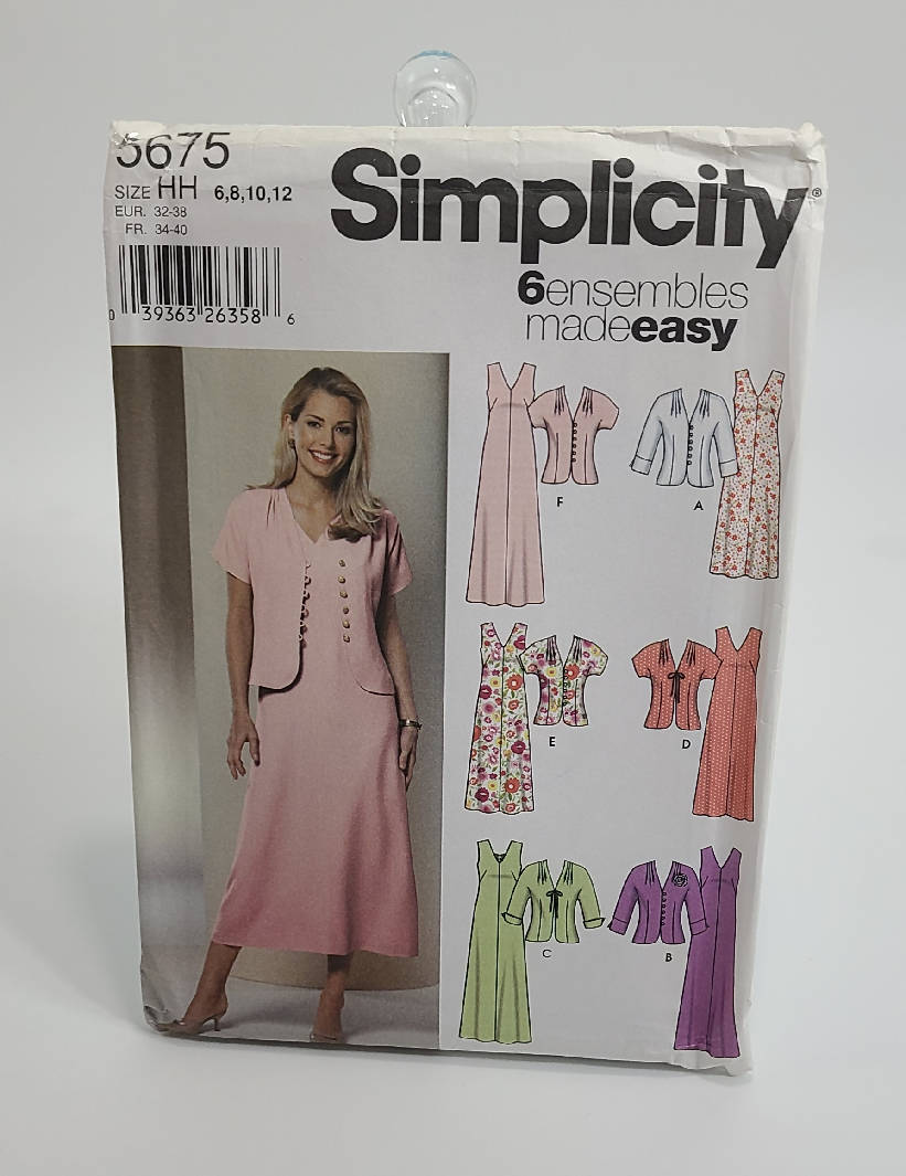 Simplicity Pattern 5675 Misses Dress, Jacket Size 6, 8, 10, 12 – Destashify