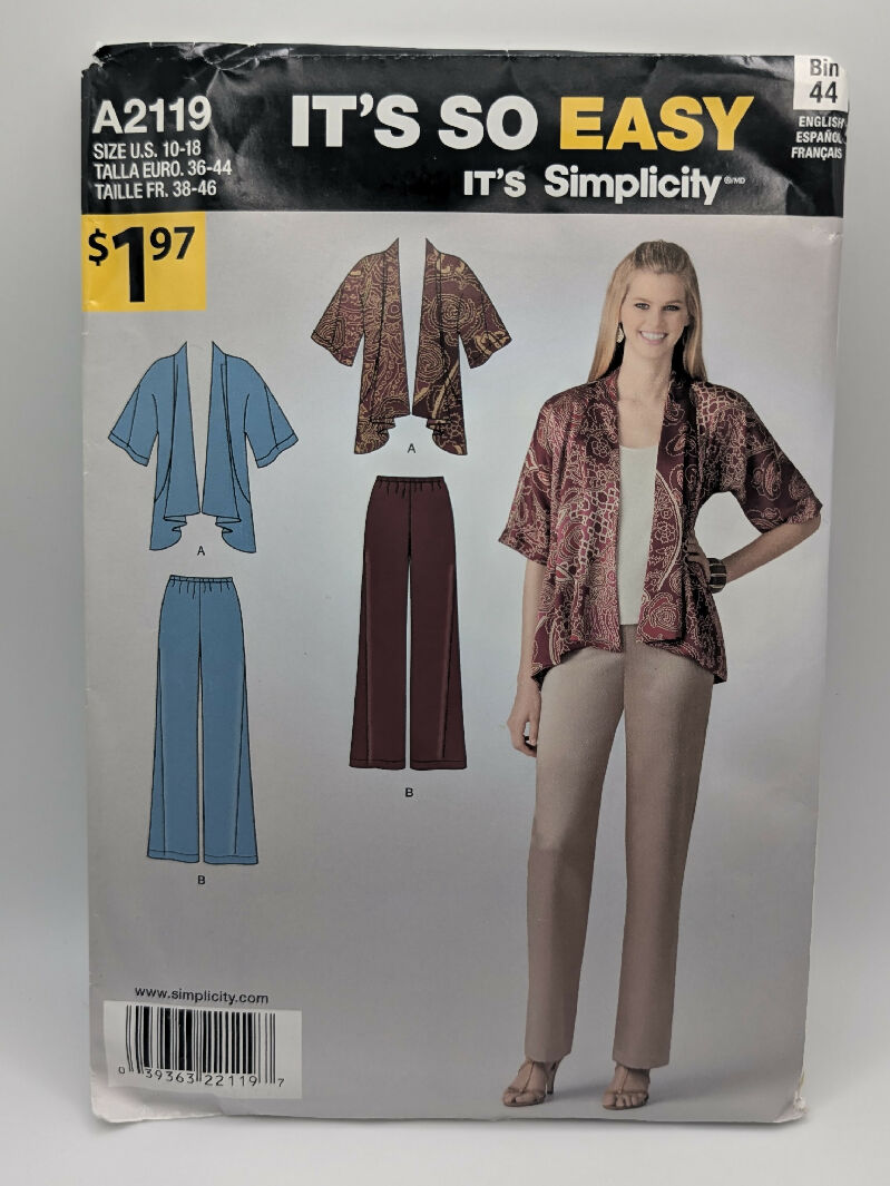 Simplicity A2119 It's So Easy Misses' Jacket & Pants Pattern Sizes 10- – Destashify