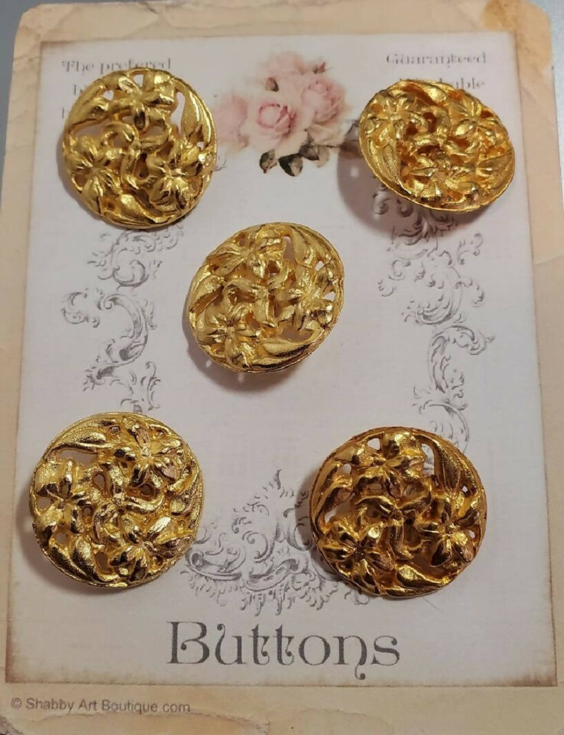 Vintage Gold Metal Floral Shank Buttons – Destashify