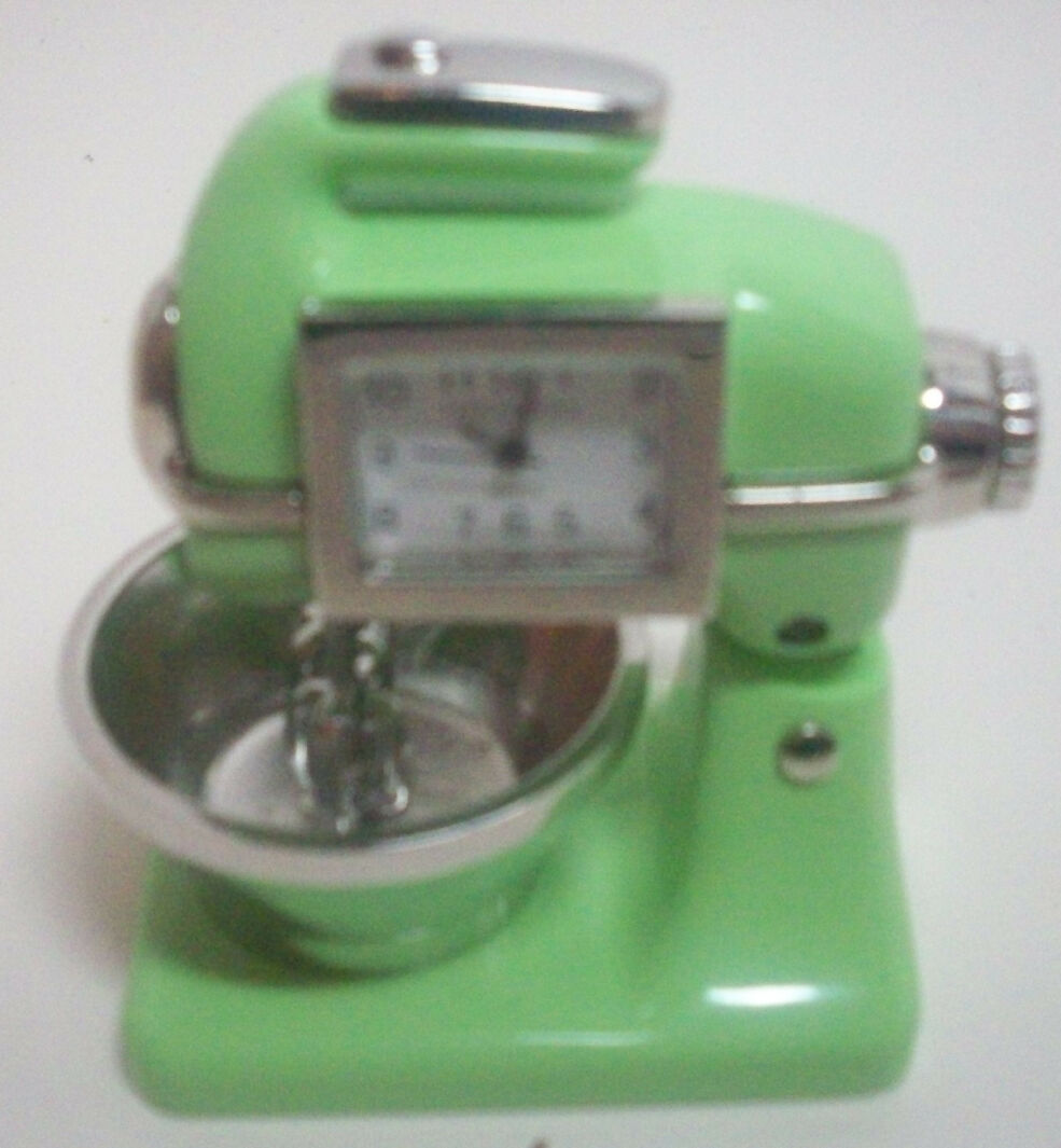 Mini Mixer with clock, 3"x3", heavy green metal to be used as a weight ...