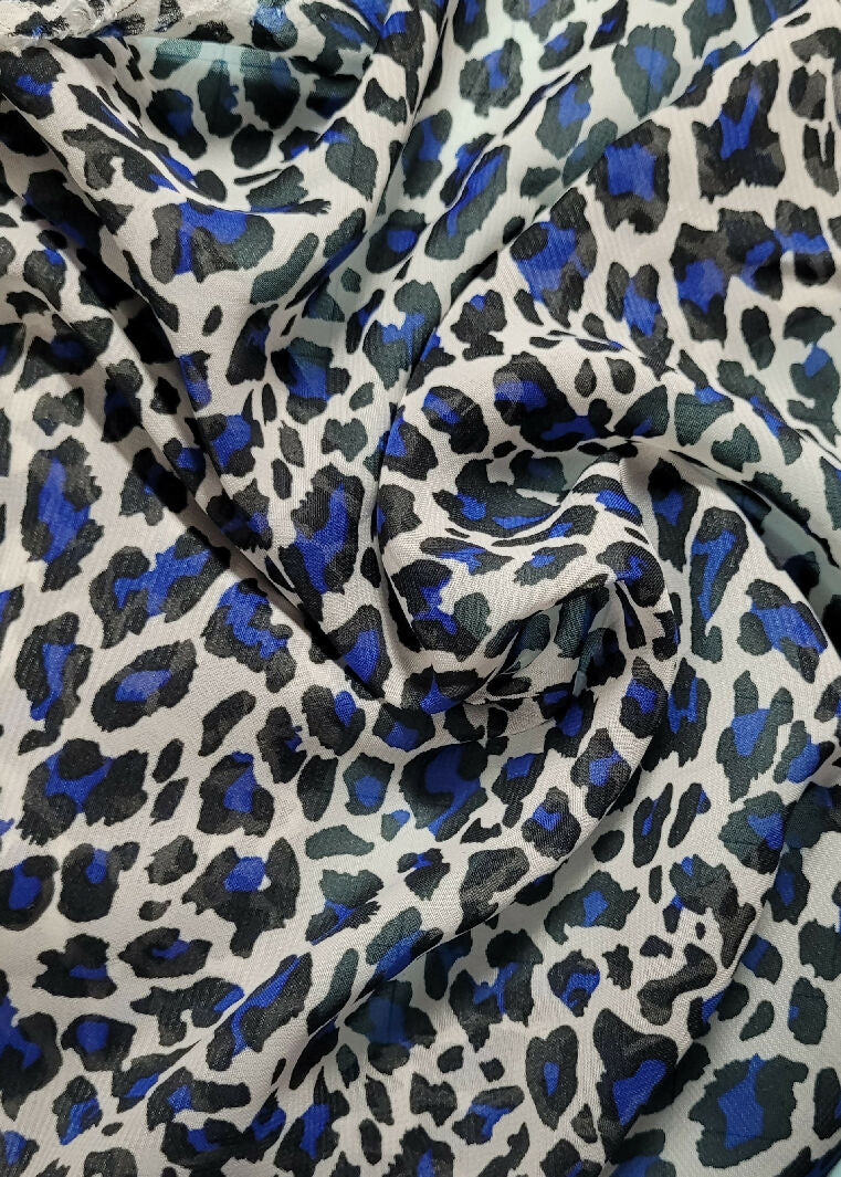 Blue cheetah print chiffon about 4 yds – Destashify