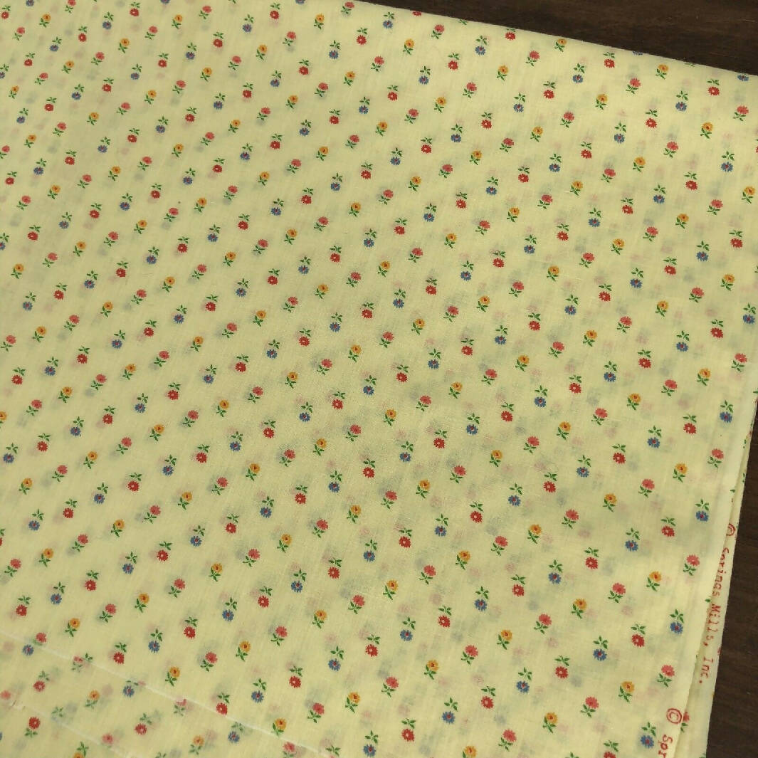 Spring Mills Fabric Pale Yellow Microfloral Print 1 yard +16' x 44 W 1 ...