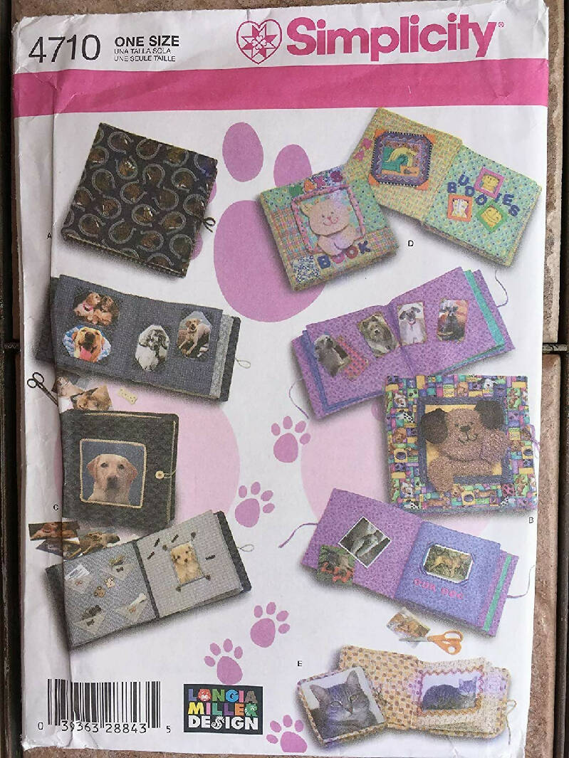 Simplicity Pattern 4710 Uncut Pet Scrapbooks 5 Variations Crafts DIY L ...