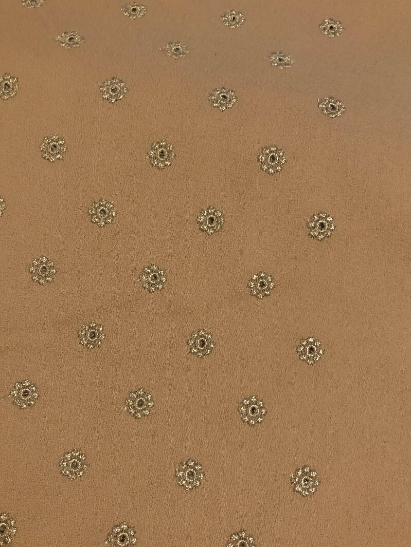 Beige color embroidered fabric, 2yds. approx. 60" wide – Destashify
