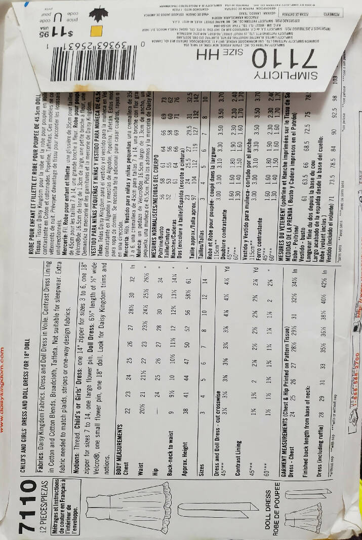 Uncut Simplicity Pattern 7110 Daisy Kingdom – Destashify